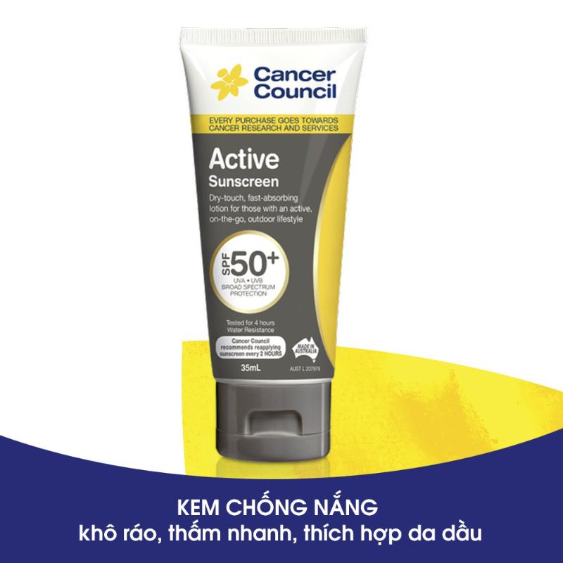 Kem chống nắng Cancer Council Active SPF50+/PA++++ 35ml | Shopee Việt Nam