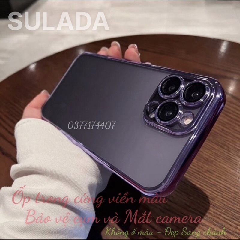 (iPhone14)_Ốp lưng SULADA trong cứng viền màu bảo vệ Cụm & Mắt camera cho iPhone 14 Pro Max, 14 ...