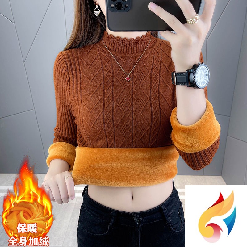[Whole Body Fleece Lining Style] Áo Sweater Lót Lông Cừu Dày Chui Đầu ...