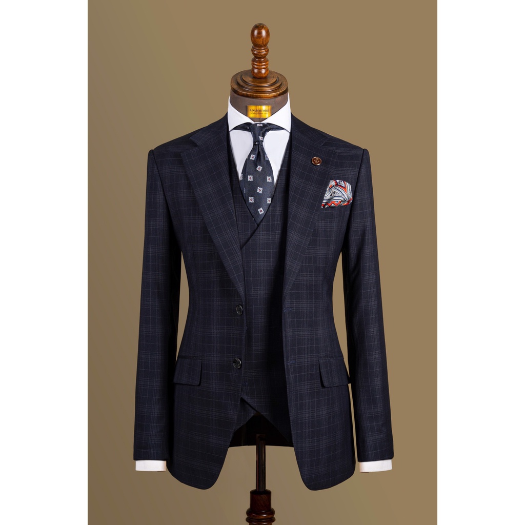 ÁO VEST NAM ADAM STORE XANH KẺ AV246 | Shopee Việt Nam