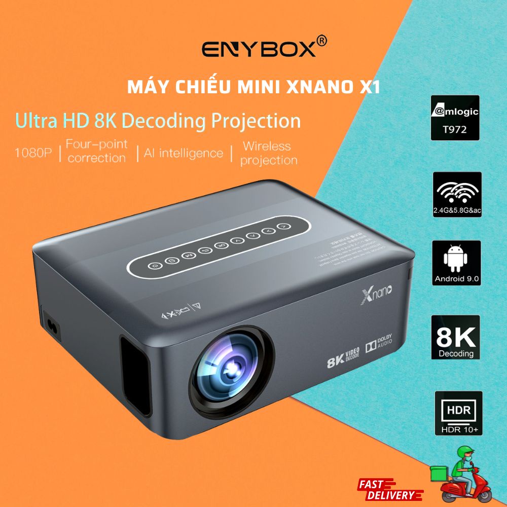 Máy chiếu Mini Xnano X1 Android 9 Ram 2G Bộ nhớ 16G Full HD Giải mã 8K ...