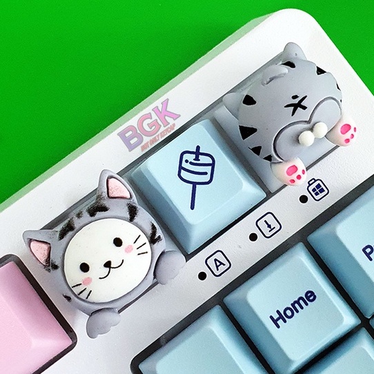Bộ Keycap 2 Nút Đầu và Mông Mèo Xám Cực Kute ( keycap Artisan, keycap ...