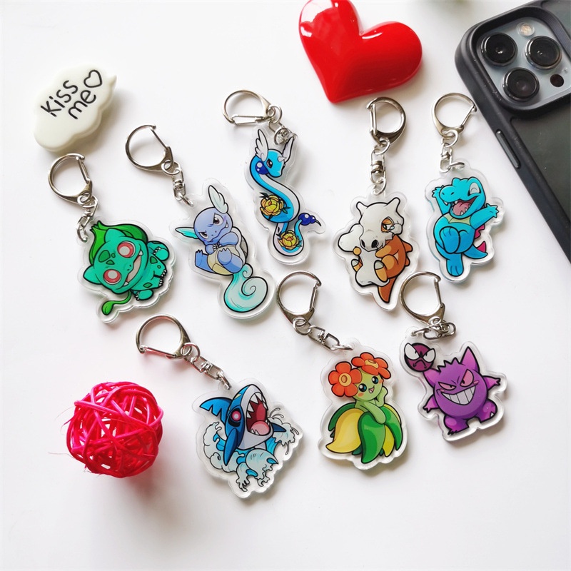 Anime Cartoon Key Ring Children's New Acrylic Pendant Around Pokemon ...