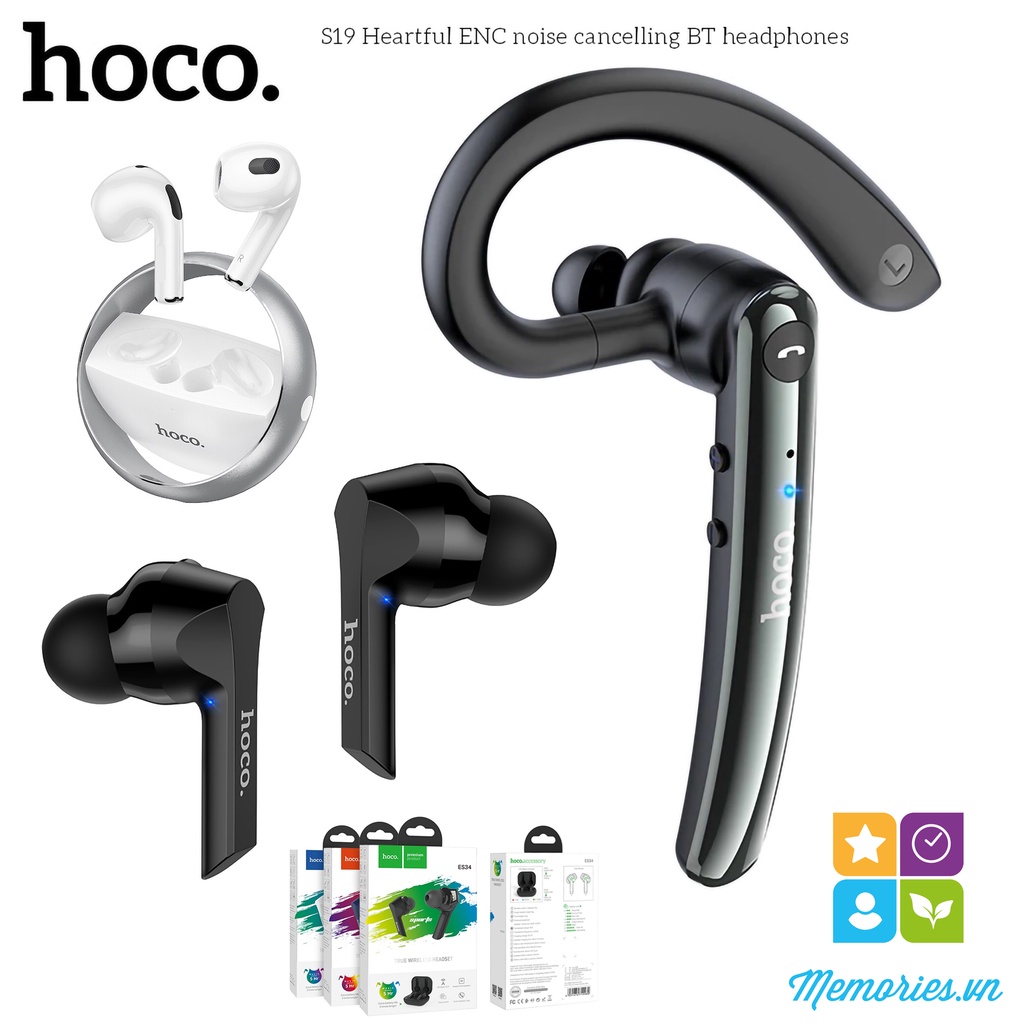 Headphone Hoco S19 ENC ES34 TWS Bluetooth 5.0 khử tiếng ồn chính hãng - Tai nghe một bên không ...