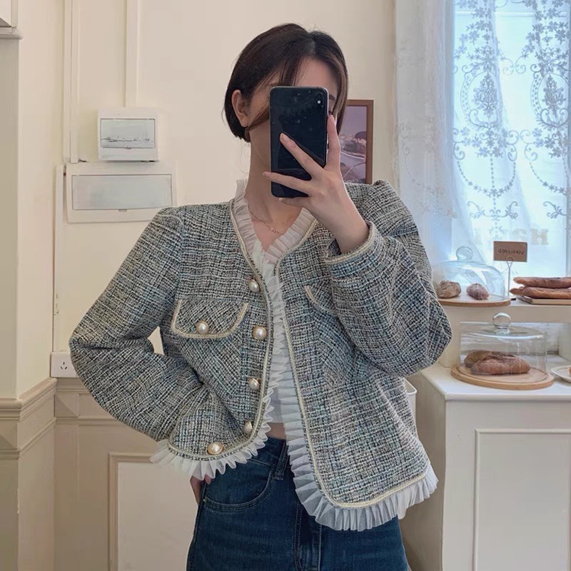 Áo khoác Dạ Tweed Phối Ren Bèo Cúc Ngọc Hàng Quảng Châu M2752 - Melysa ...