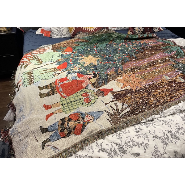 Thảm treo tường họa tiết vintage chăn trải shopha chống bụi, phong cách ...
