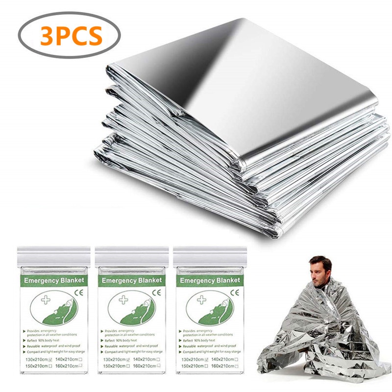 [LUC] Set 3 Chăn Giấy Bạc Cứu Hộ Khẩn Cấp Không Gian Mylar Chống Gió ...