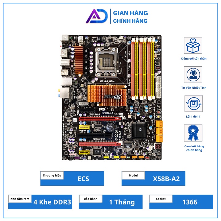 Mainboard ECS X58B-A2 Bo Mạch Chủ Máy Tính Socket 1366 Chuyên Đồ Họa ...