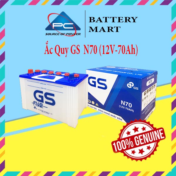 Bình Ắc Quy Nước 12V-70Ah, Ắc Quy Ô Tô GS N70 | Shopee Việt Nam