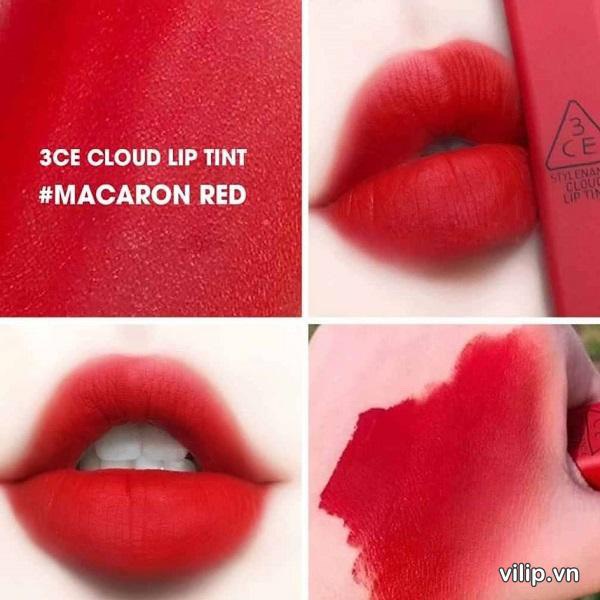 Son Kem Lì 3CE Cloud Lip Tint Macaron Red: Màu đỏ tươi cổ điển | Shopee ...