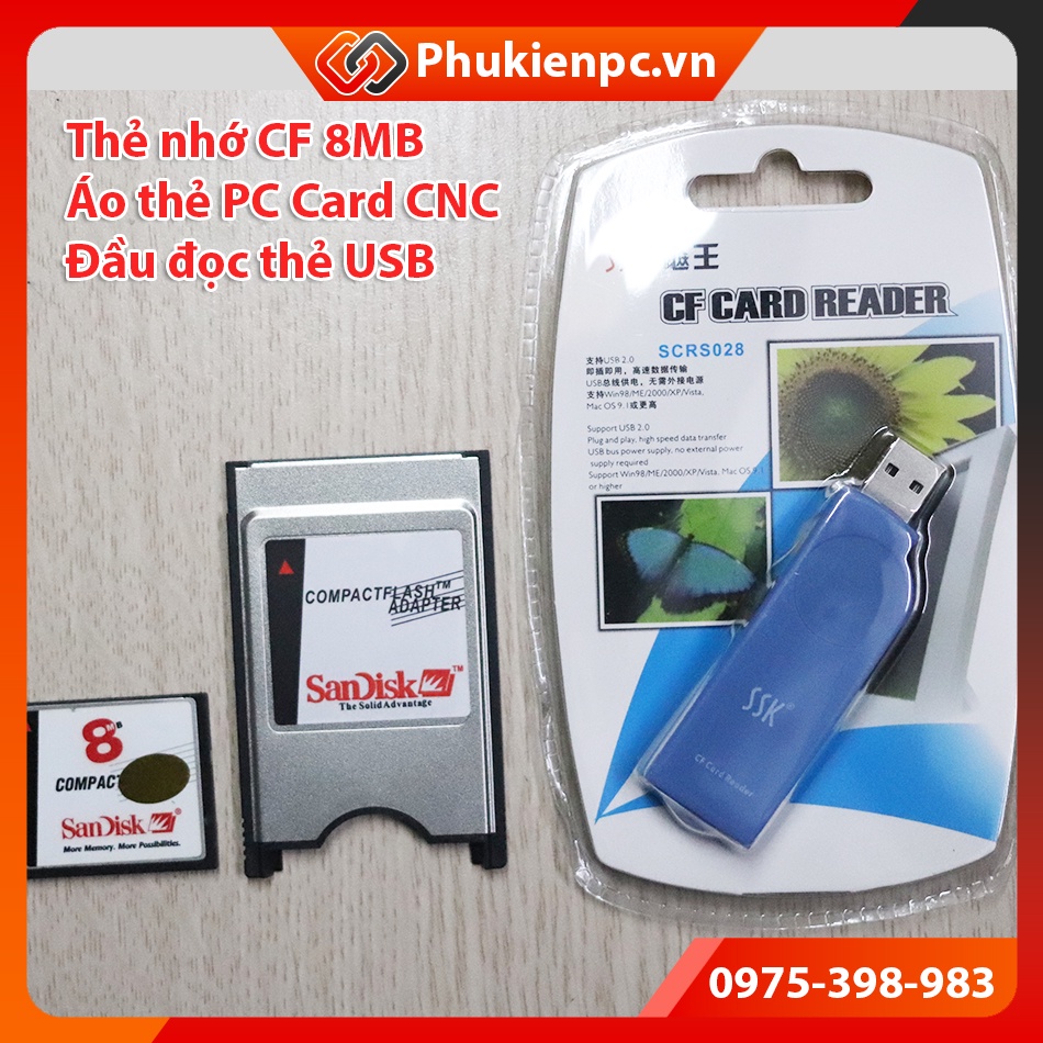 Thẻ nhớ CF 8Mb công nghiệp dung lượng thấp cho máy CNC, PLC, cơ khí ...
