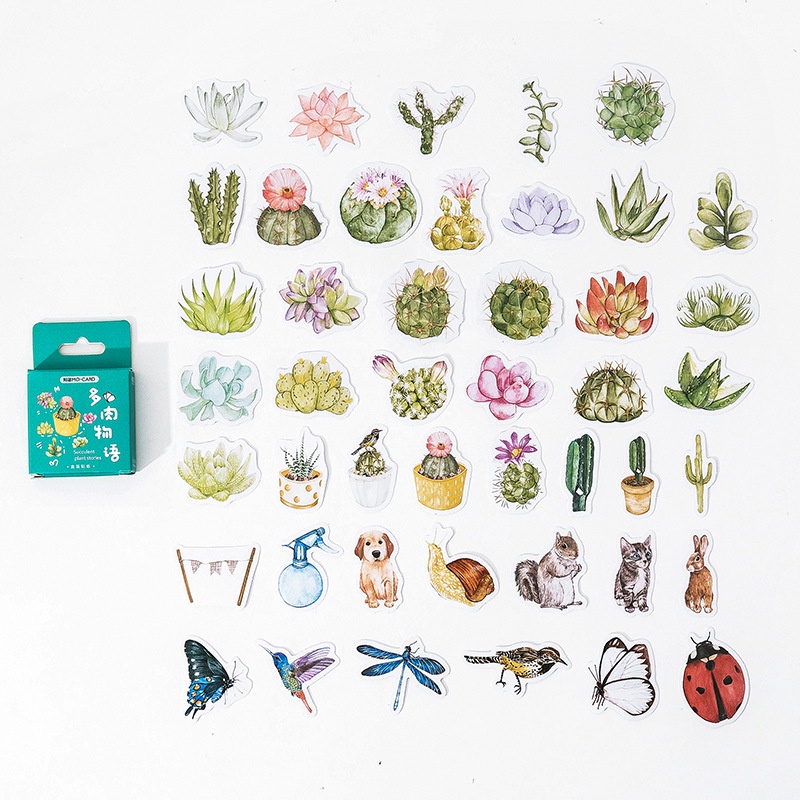 Hộp 46 sticker hình dán cây cối hoa lá trang trí | Shopee Việt Nam