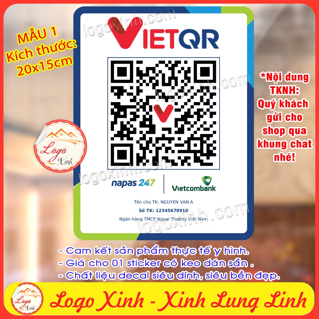 Sticker Decal Dán Mã Quét QR Code Ghi Số Tài Khoản Ngân Hàng, Mã QR Để ...