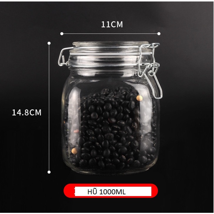 Hũ Thủy Tinh Gia Vị - Hũ Nắp Gài Gọng Thép Dáng Vuông 500ml 750ml 1000ml | Shopee Việt Nam
