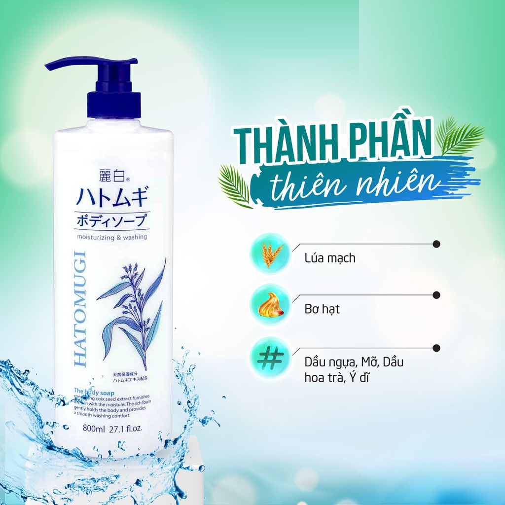 Sữa Tắm Dưỡng Ẩm Và Làm Sáng Da Reihaku Hatomugi Body Soap (800ml ...
