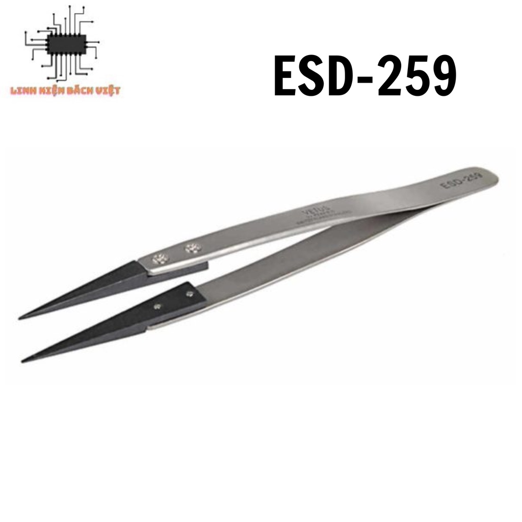 Nhíp gắp linh kiện ESD-259 đầu nhựa nhọn thẳng chống tĩnh điện, thân thép ko gỉ | Shopee Việt Nam