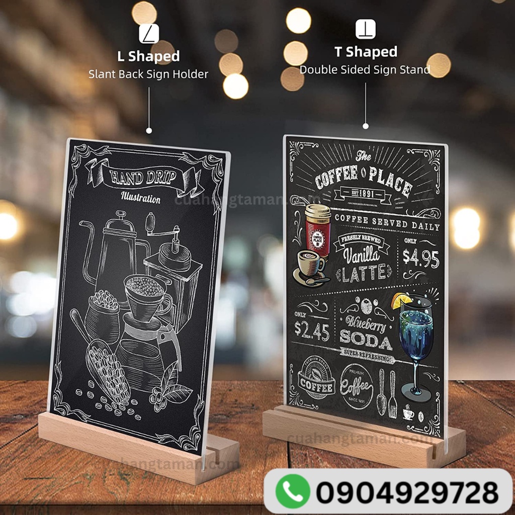 Menu Mica Đế Gỗ Tent Card Standee Cao Cấp | Shopee Việt Nam