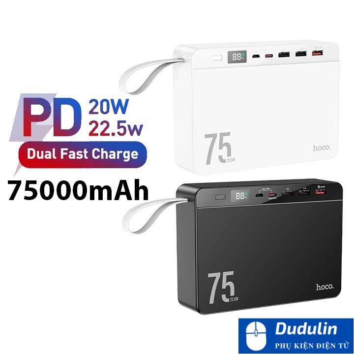 Pin dự phòng Hoco J94 dung lượng khủng 75000mAh tích hợp sạc nhanh QC 3 ...