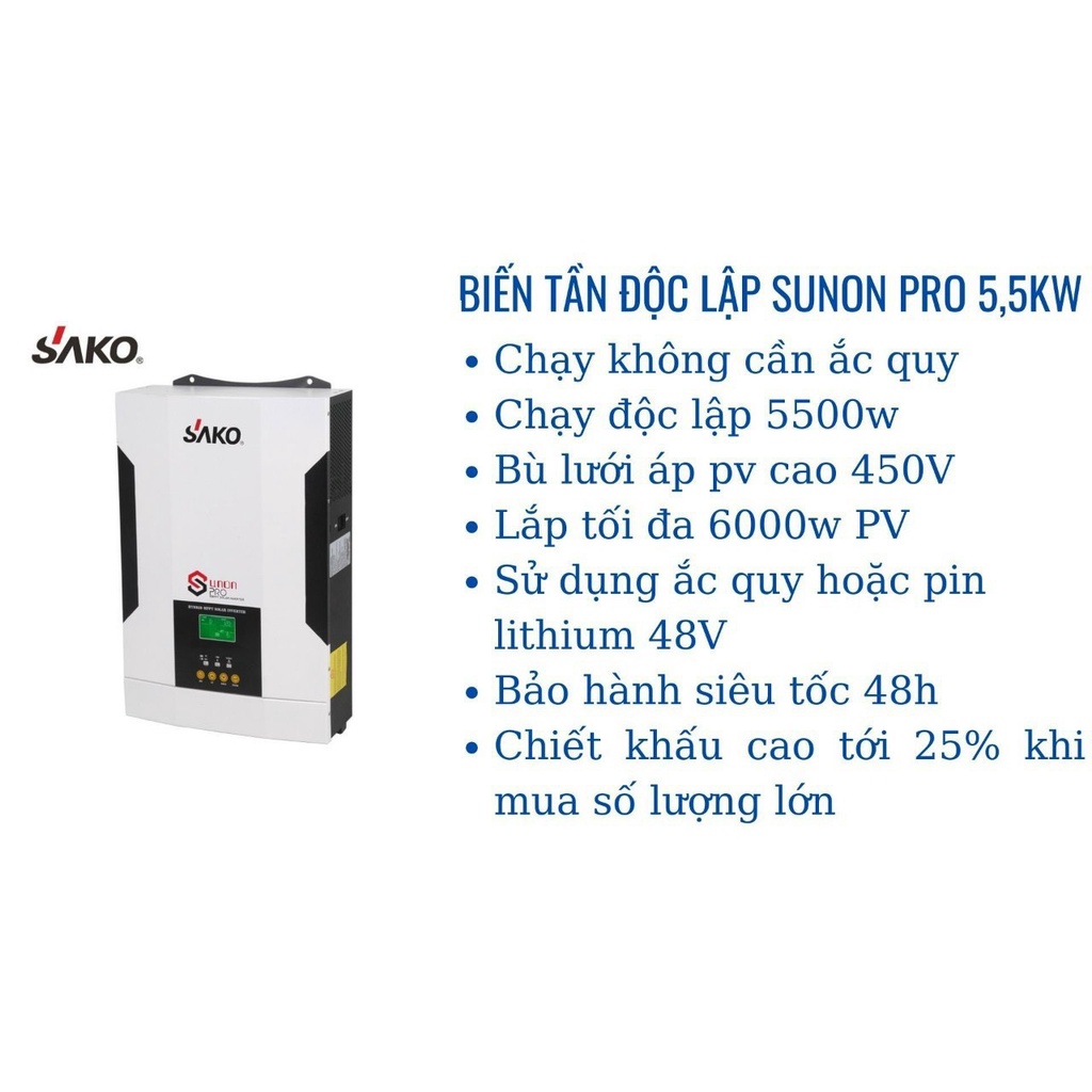 Biến tần offgrid bù lưới 5,5KW - 48VDC SAKO SUNON PRO 5,5KW | Shopee ...