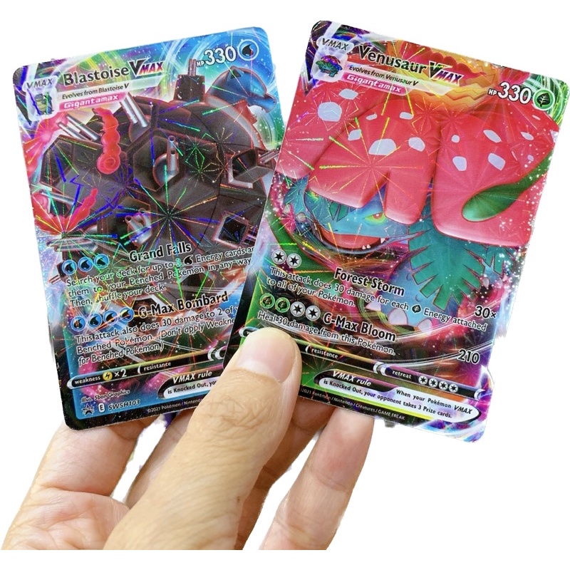 [BÀI IN LẤP LÁNH] Thẻ bài Pokemon TCG Promo Blastoise Vmax và Venusaur ...