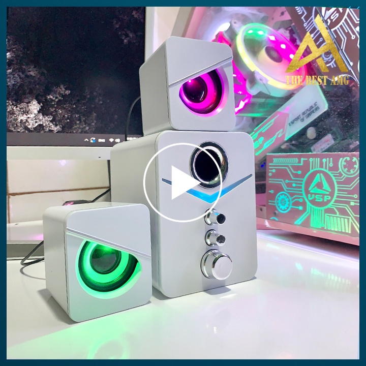 Loa Máy Tính Để Bàn Mini Led RGB 2.1 Kisonli U-3100 Màu Trắng - Loa Vi ...