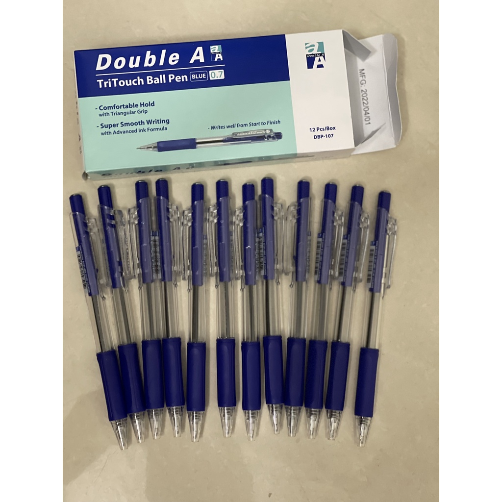 Bút bi double A, Combo 1 hộp 12 cây bút Tri Touch – DoubleA, Ngòi 0.7mm ...