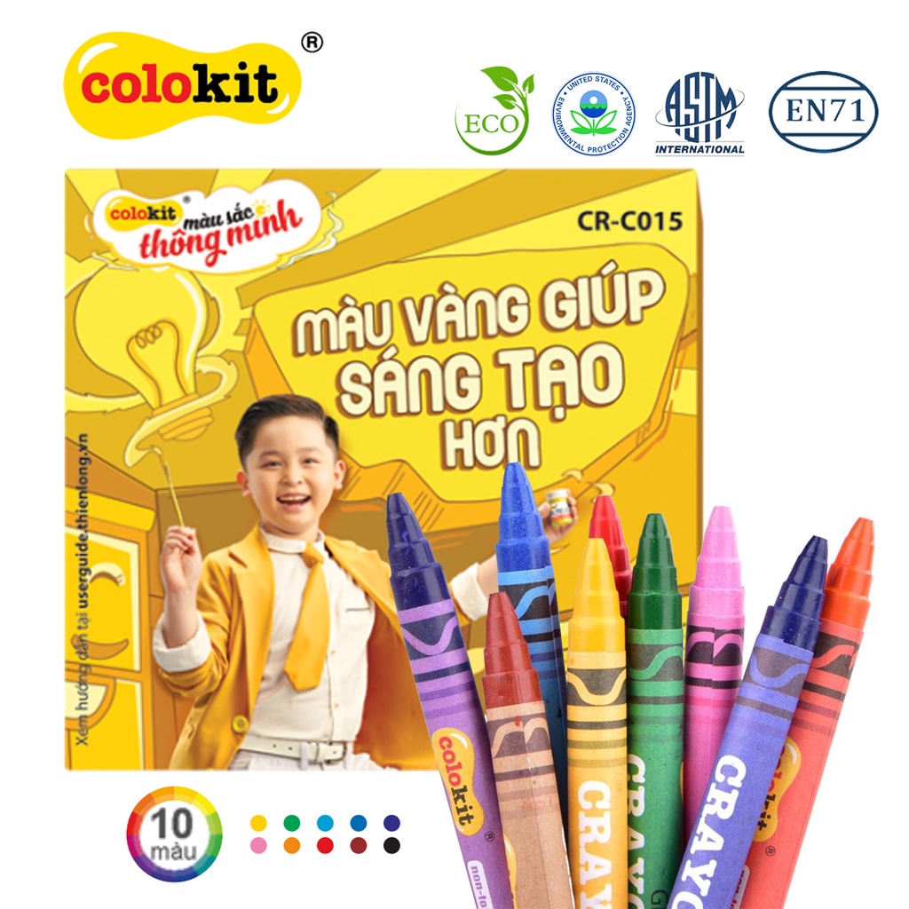 Bút Sáp Màu Crayon Colorkit Thiên Long - Hộp 10 màu | Shopee Việt Nam