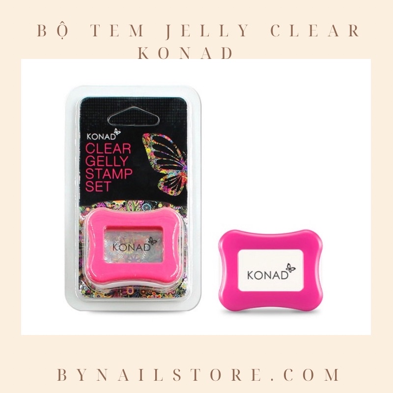 [Konad] Bộ tem jelly clear Konad Hàn Quốc (gồm stamp và gạt mực ...