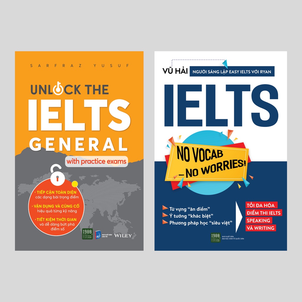 Sách - Combo Ielts No Vocab No Worries + Unlock The Ielts General With Practice Exams | Shopee ...
