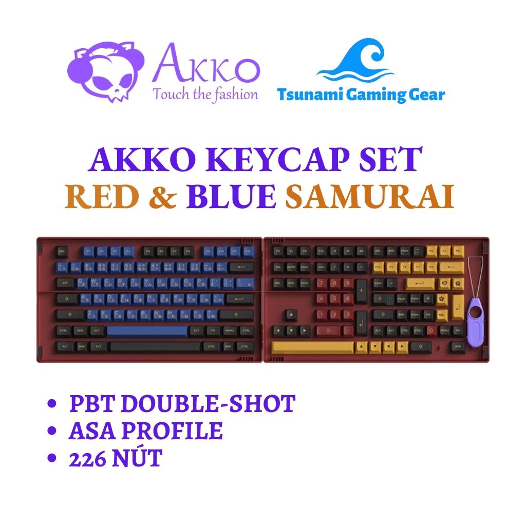 Bộ keycap AKKO Red & Blue Samurai (PBT Double-Shot/ ASA profile/ 226 ...