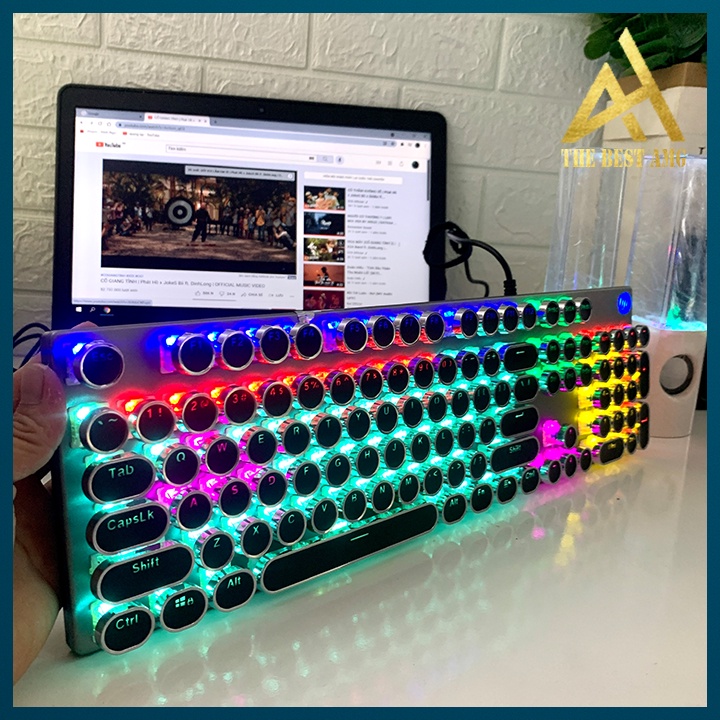 Bàn Phím Cơ Gaming Keycap Xuyên Led HP GK400Y Màu Trắng Nút Tròn Bàn ...