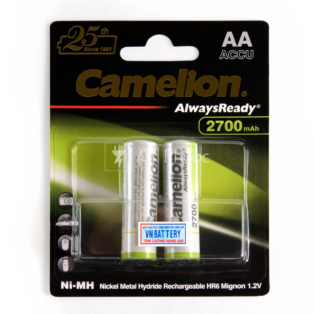 Pin tiểu sạc AA Camelion HR6 Ni-MH 2700mAh (size lớn, vỉ 2 viên ...