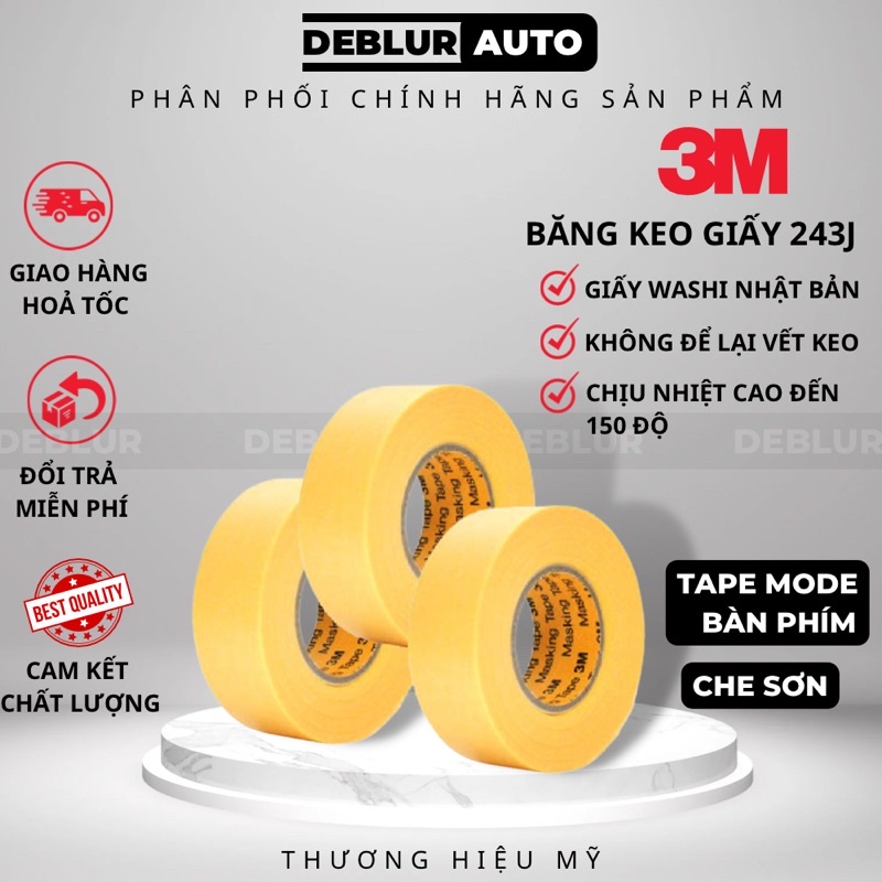 [FREESHIP] Băng keo giấy 3M 243J che sơn Masking Tape 10mmx18m và 20mmx18m | Shopee Việt Nam