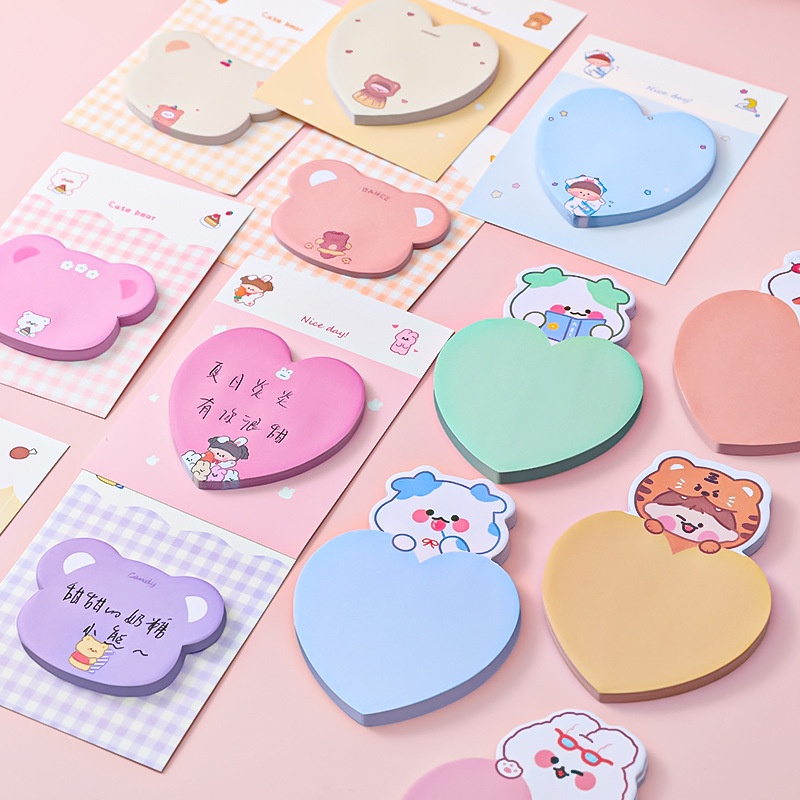 [XẢ KHO NGHỈ BÁN] 01 Tập Giấy note ghi nhớ hình trái tim hình gấu nhiều ...