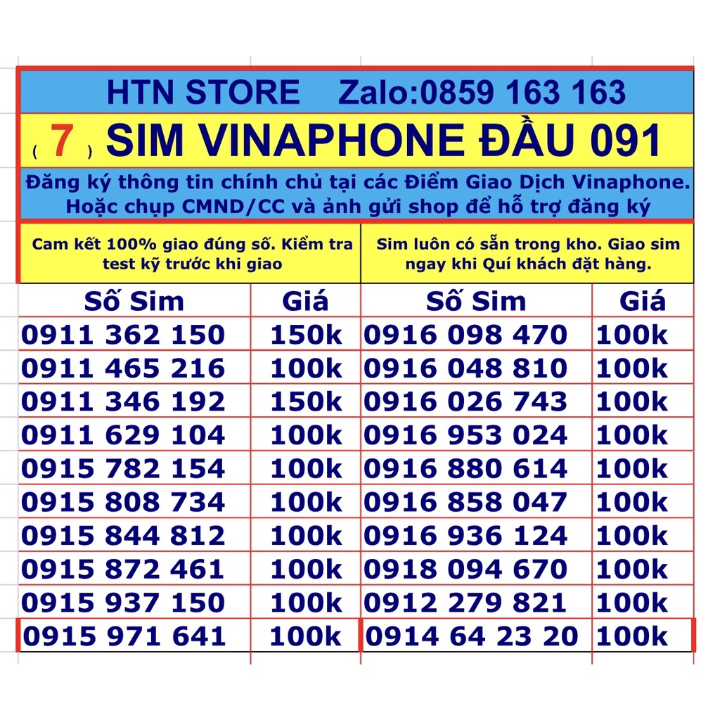 Sim vinaphone số đẹp đầu 091 vina trả trước sim nghe gọi và truy cập 4G, 5G (7) - Phương Nghi ...