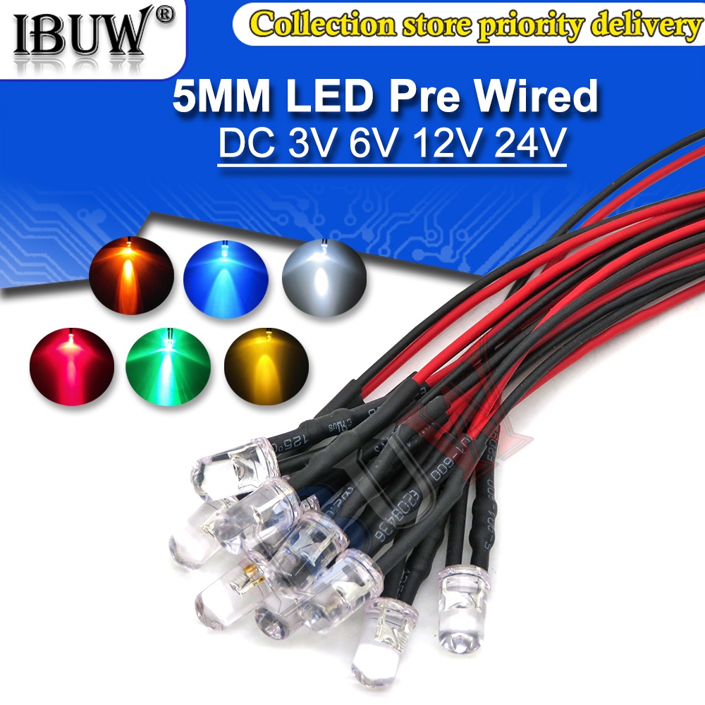Set 10 Đèn LED Diode DC 3V 6V 12V 24V 5mm Đa Dụng Chất Lượng Cao ...