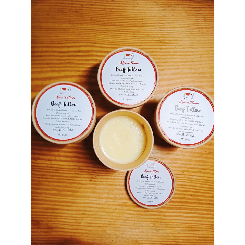 Grass-fed Beef Tallow Mỡ bò ăn cỏ tinh khiết 500gr dùng nấu nướng ...