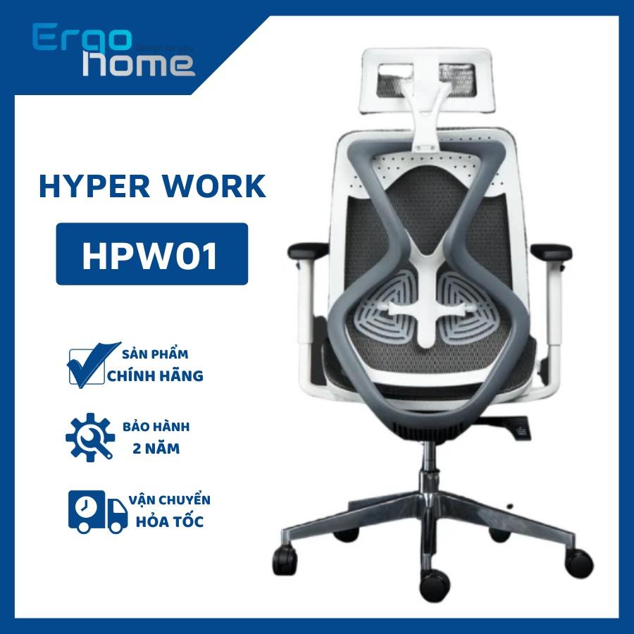 Ghế công thái học văn phòng HyperWork HPW01 thiết kế đẹp, đệm lưới êm thoáng mát, bảo vệ cột ...