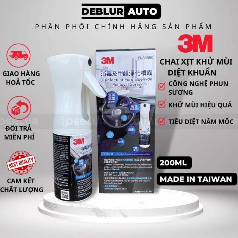 Chai xịt khử mùi diệt khuẩn ô tô 3M, khử mùi tủ quần áo, tủ giày dép, nhà vệ sinh 3M 38660 200ml ...