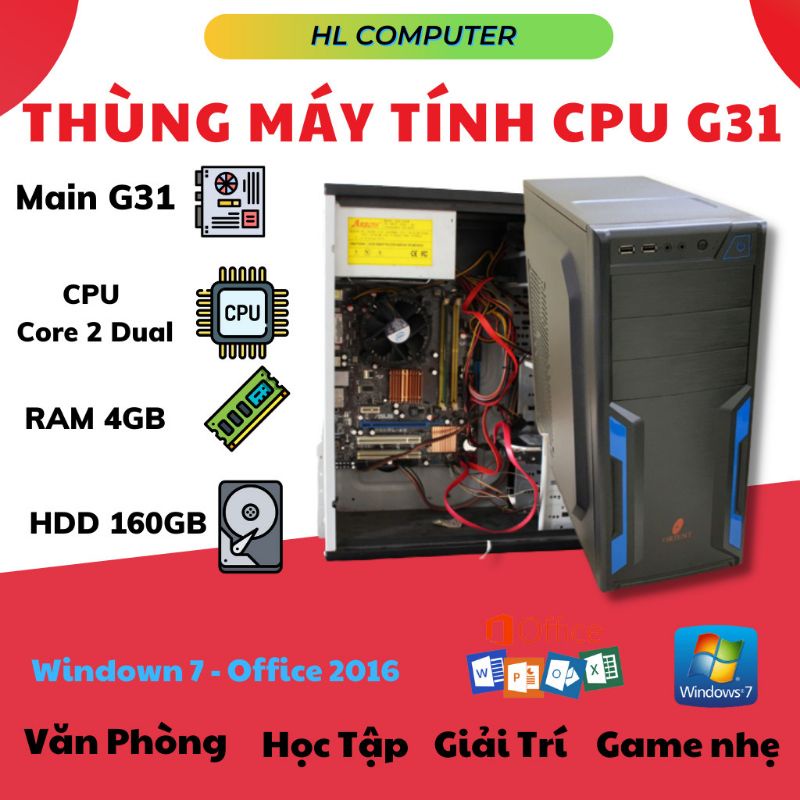 Thùng Máy Tính Bàn CPU G31 Ram 4GB Ổ Cứng 160GB , Cài sẵn Windown và ...