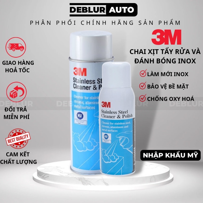 Dung Dịch Tẩy, Đánh Bóng và Làm Mới Bề Mặt Kim Loại, Inox 3M Stainless Steel Cleaner & Polish ...