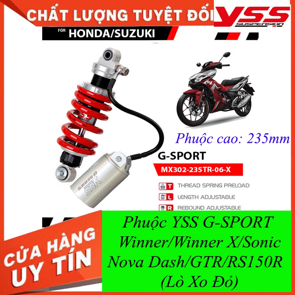 Phuộc YSS Thái Lan xe Winner/Winner X/Sonic/Nova Dash/GTR/RS150R G-SPORT (Lò Xo Đỏ) | Shopee ...