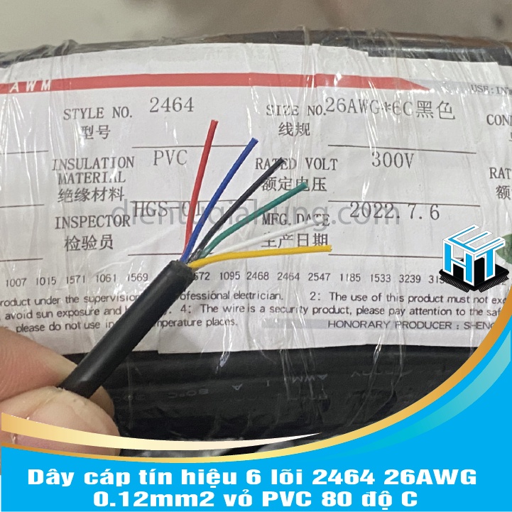 [1 Mét] Dây cáp tín hiệu 6 lõi 2464 26AWG 0.12mm2 vỏ PVC 80 độ C ...