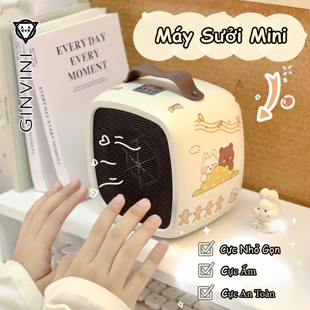 Máy sưởi mini để bàn dễ thương , quạt sưởi mini nhỏ gọn cho bé cho văn ...