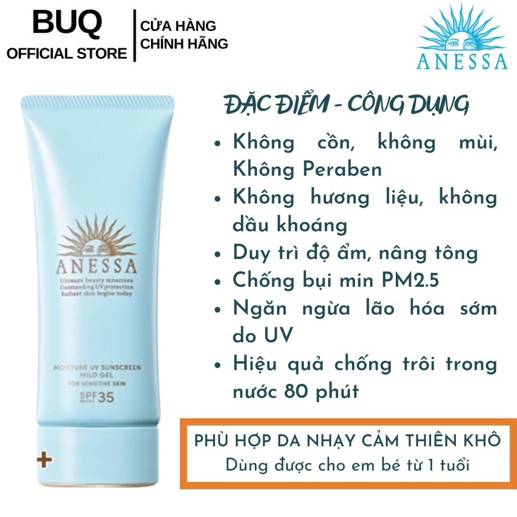 Gel Chống Nắng Dịu Nhẹ Cho Da Nhạy Cảm Và Trẻ Em Anessa Gel Spf 35 Pa+++ 90g | Shopee Việt Nam