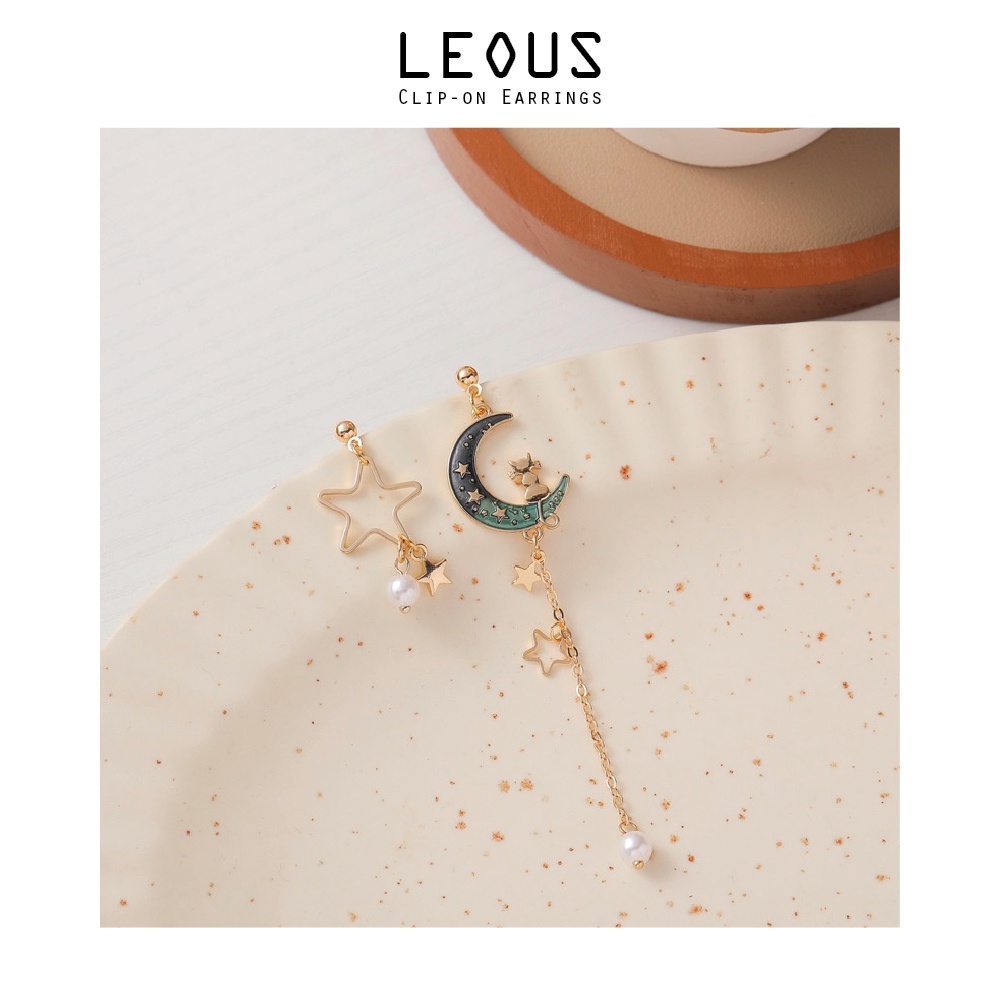 Khuyên tai kẹp không bấm lỗ chốt điều chỉnh K258 bằng hợp kim mạ vàng bất đối xứng hình mặt ...