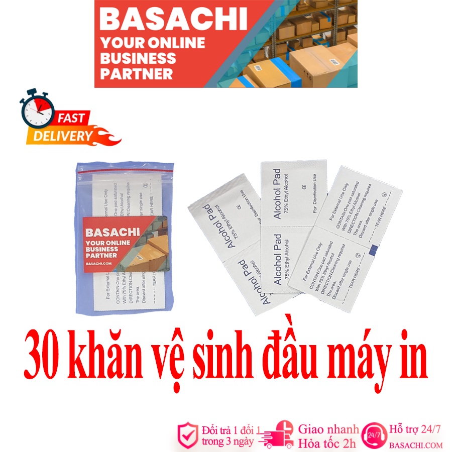 Bộ 30 khăn lau vệ sinh đầu máy in nhiệt BASACHI (loại máy in nhiệt, tem ...