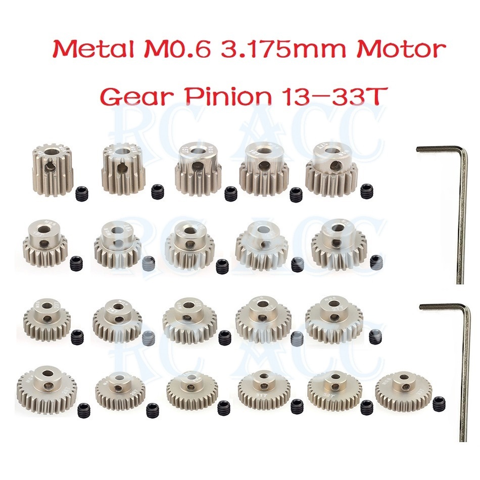 Trục Bánh Răng Mô Tơ Hộp Số Kim Loại M0.6 3.175mm 13T 14T 15T 16T 17T 18T 19T 20T 21T 22T 23T ...