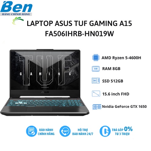 Asus TUF Gaming FA506IHRB HN080W /R5-4600H/ 8GB/512GB/ GTX1650/ 15.6 ...