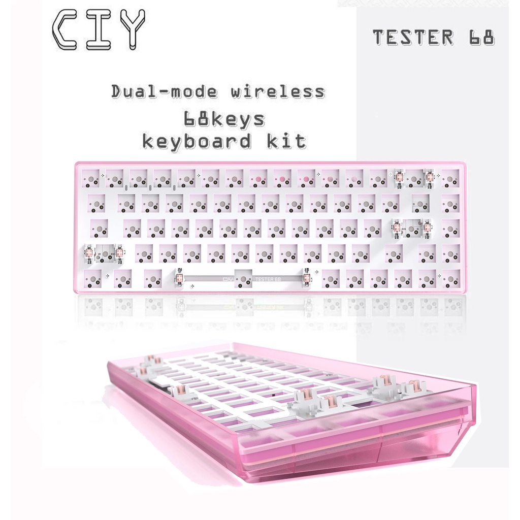 Bộ kit bàn phím cơ Tester 68 CIY GK68 kết nối wireless, Bluetooth 5.0 ...